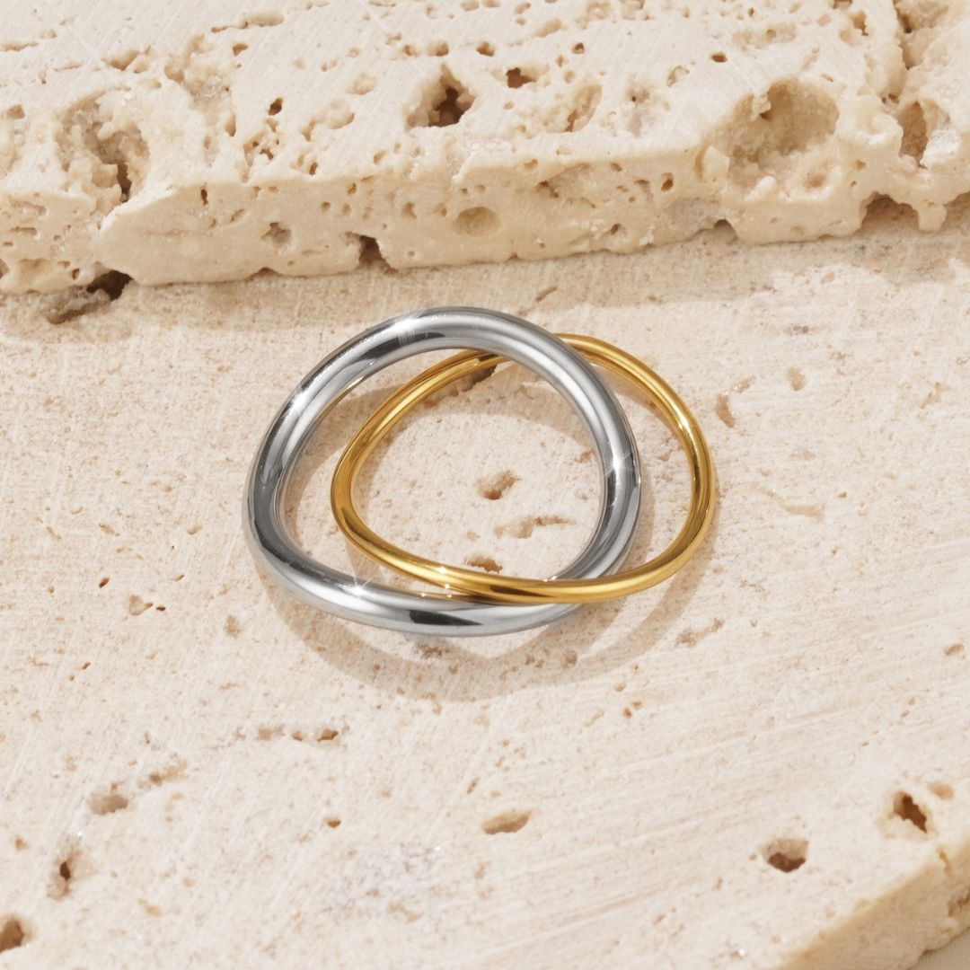 Two Tone Gold-Plated Stainless Steel Puzzle Rings for Sale – mettleandbloom