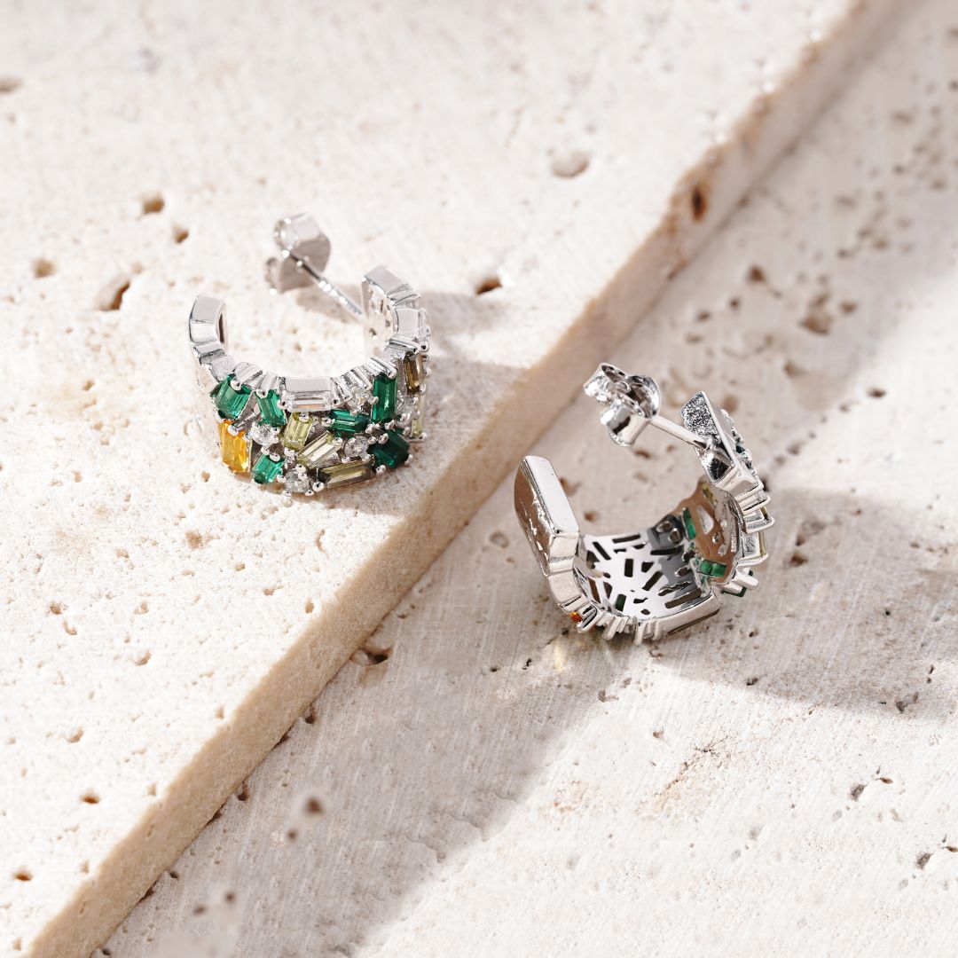 Green Regalia- Hoops that Captivate and Shine – Mettle & Bloom
